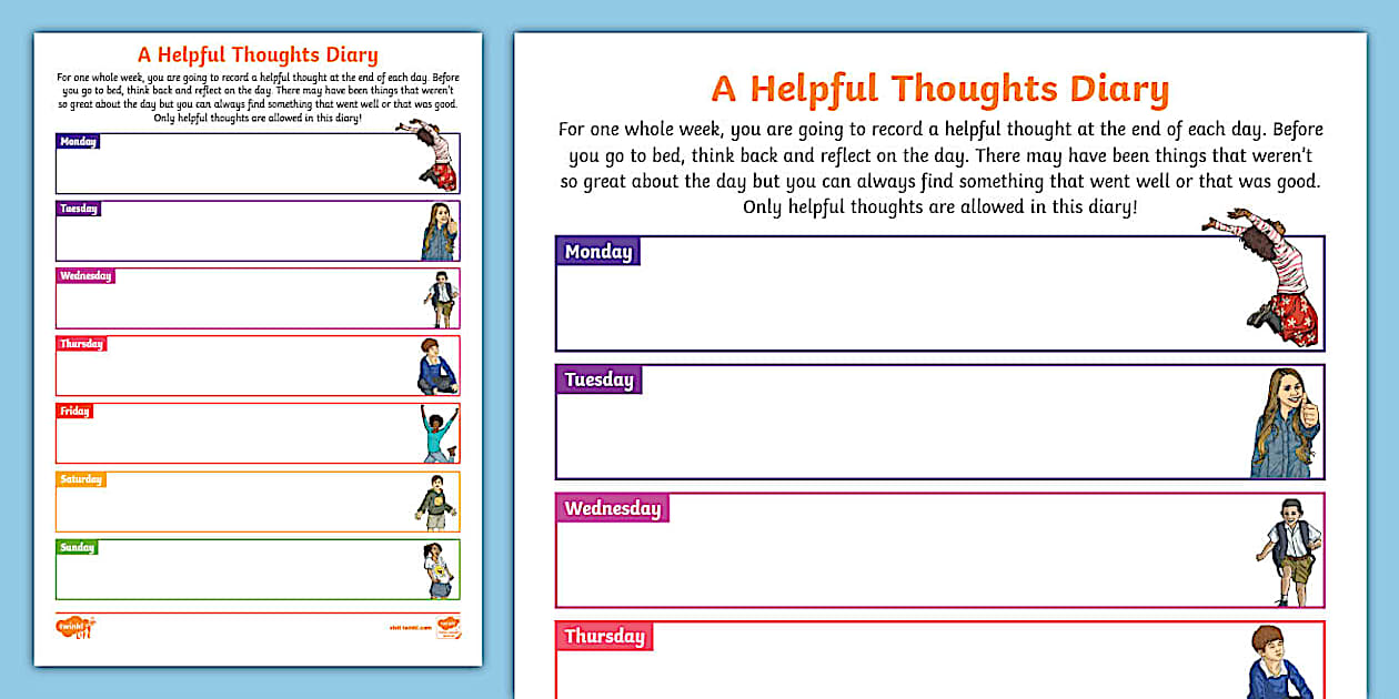 A Helpful Thoughts Diary (Teacher-Made) - Twinkl