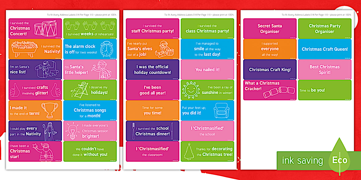 Christmas Staff Appreciation Stickers (teacher made)