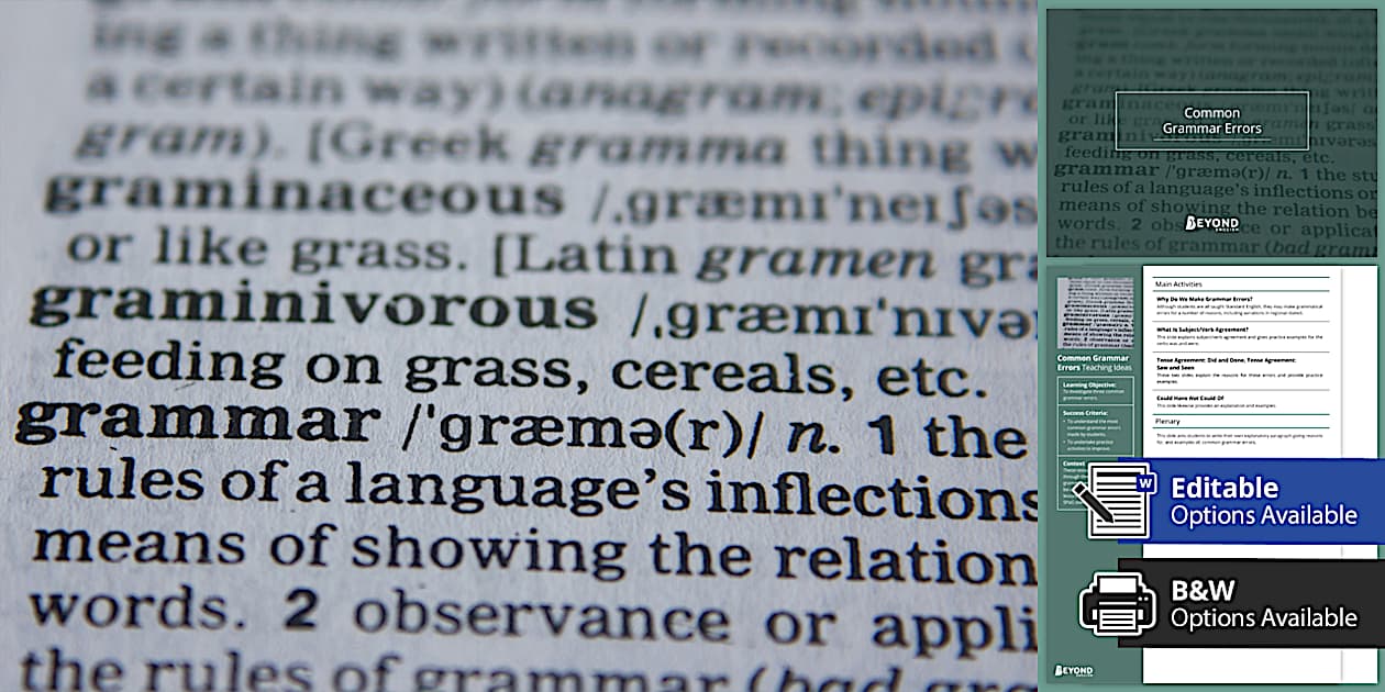 Common Grammar Errors Lesson Pack - English Grammar Lessons