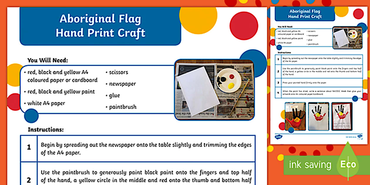 QLD Aboriginal Flag Hand Print Craft - Australian Resources