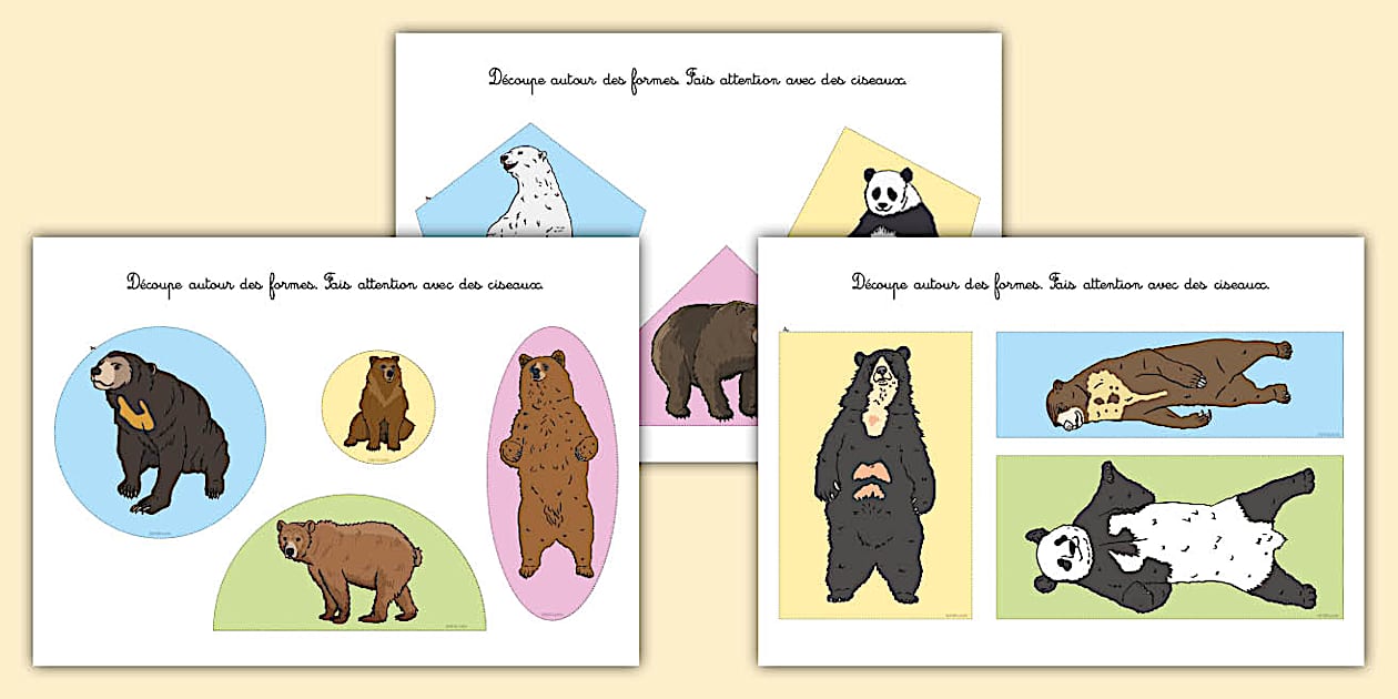 Compétences de découpe : Les ours (teacher made) - Twinkl