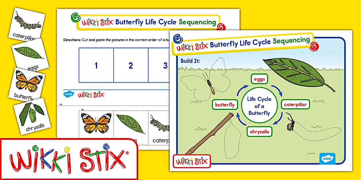 FREE! - Wikki Stix Life Cycle of a Butterfly Sequencing Activity Mat