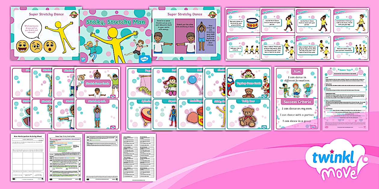 👉 Twinkl Move - Year 2 Dance: Toys Lesson 2 - Sticky Stretchy Man