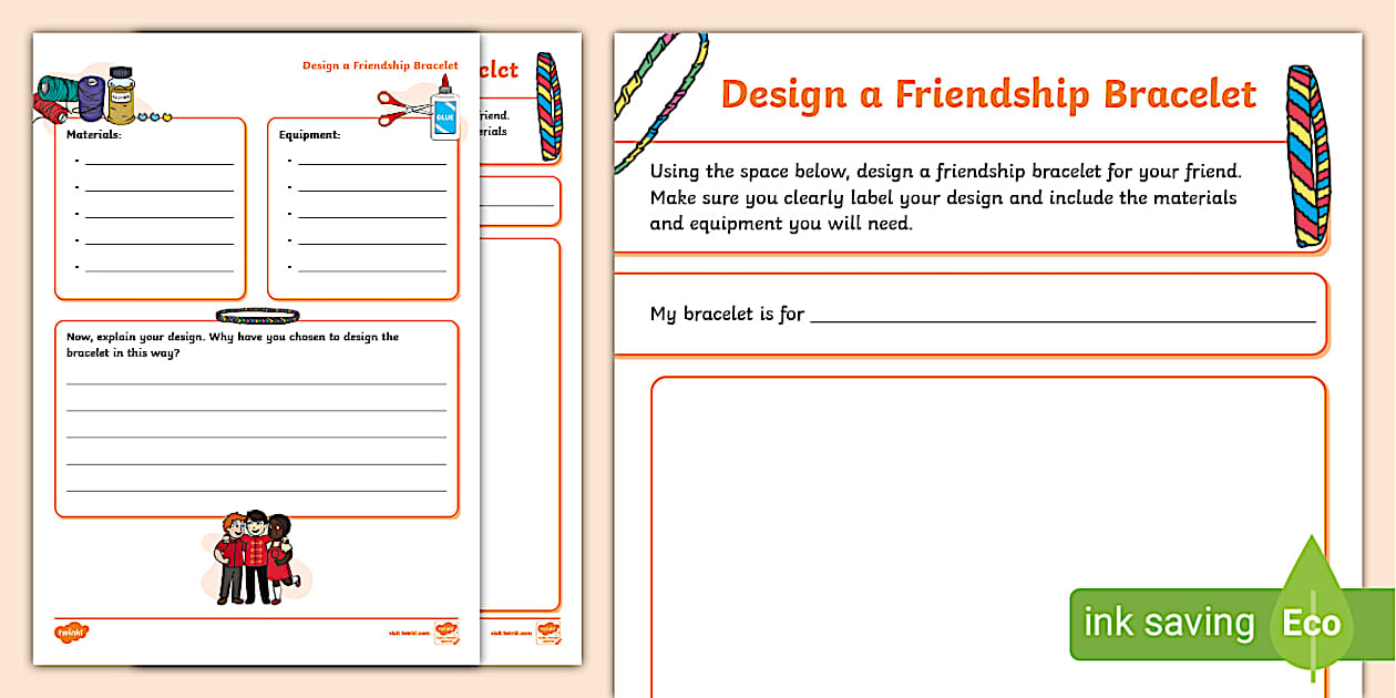 Design a Friendship Bracelet Activity Sheet,friends - Twinkl