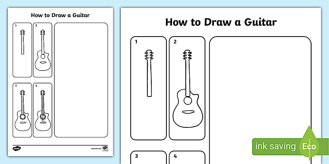 How to Draw a Guitar Worksheet | Twinkl | Drawing | KS1
