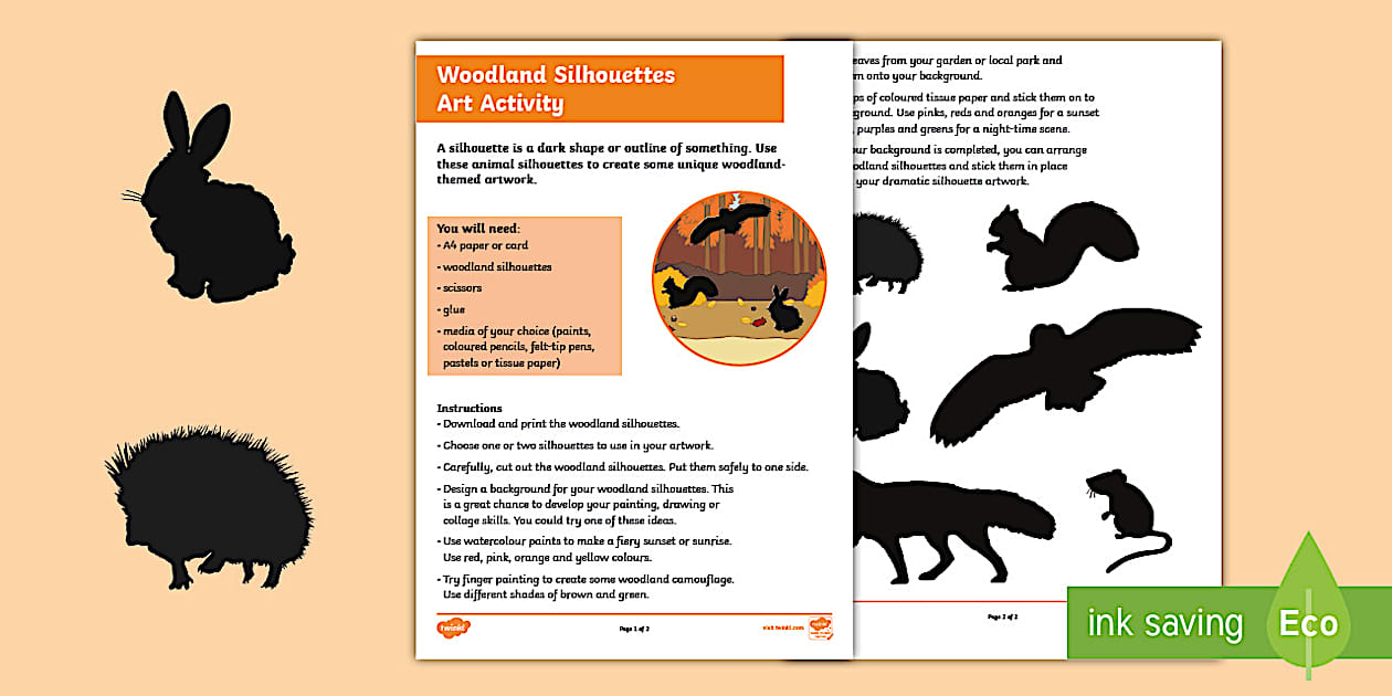 Woodland Art Lesson Activity - Silhouettes Cut-Outs - Twinkl