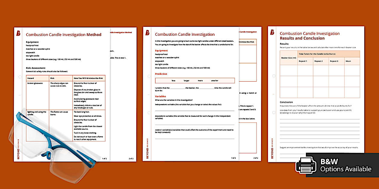 Candle Investigation Worksheet | Chemistry | Beyond - Twinkl
