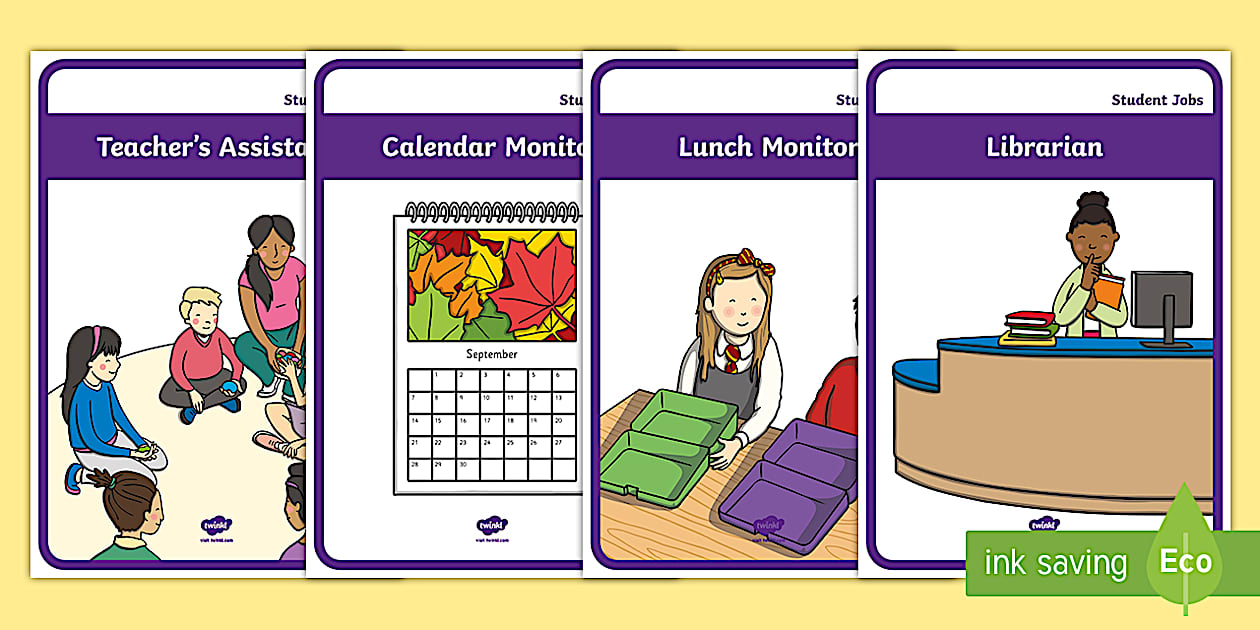Editable Student Jobs A4 Display Posters - Twinkl