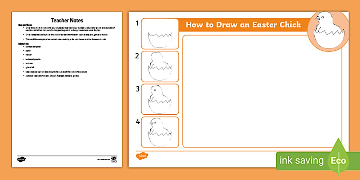 How to Draw an Easter Chick (teacher made) - Twinkl