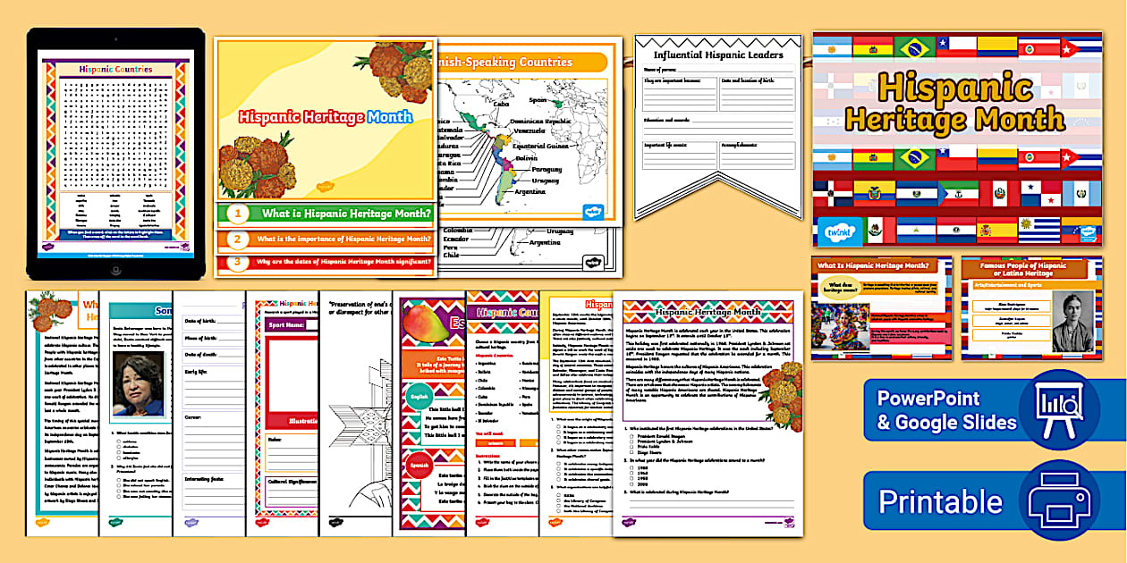 Hispanic Heritage Month Activity Pack for 3rd-5th Grade