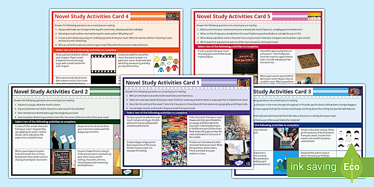Year 7-8 Novel Study Activities Cards (teacher made)
