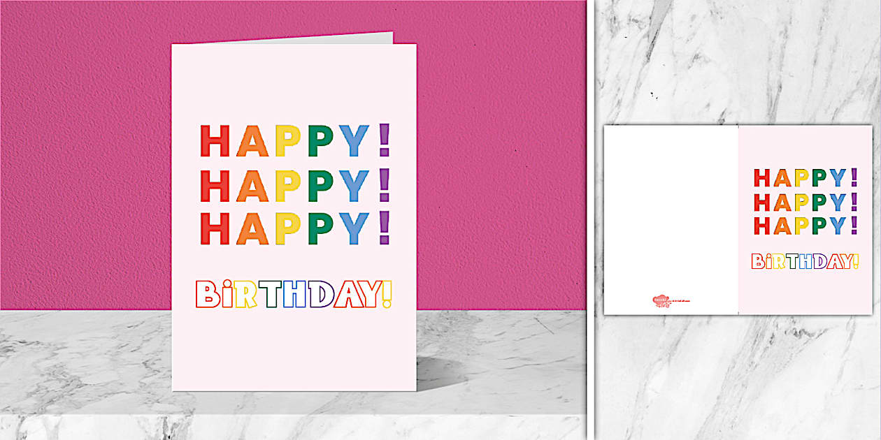 Happy Happy Happy Birthday Card | Twinkl Party - Twinkl