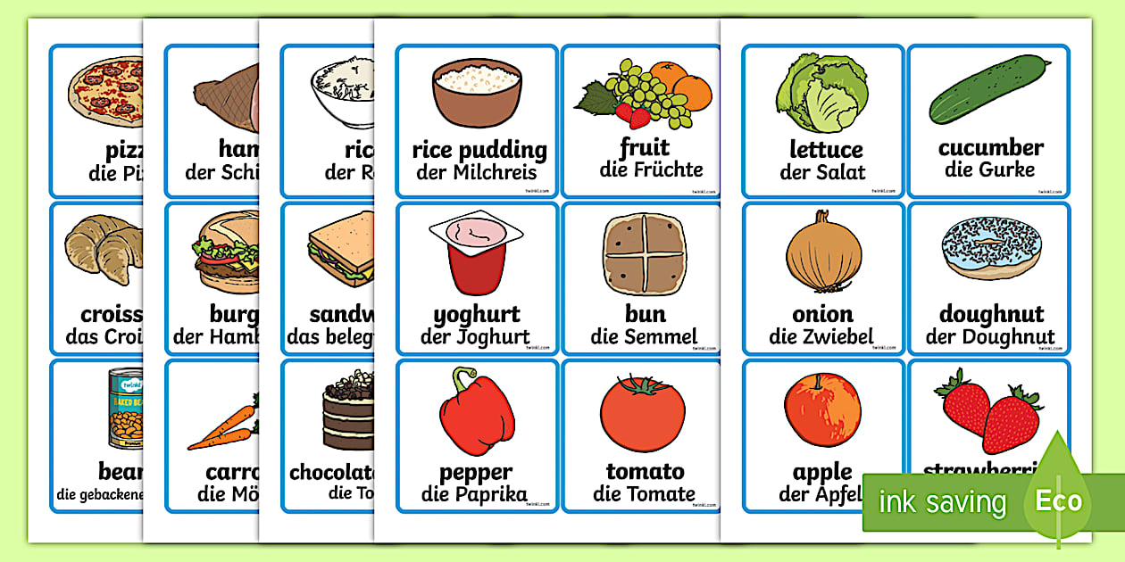 Food Word and Picture Cards - German - Food Word and Picture Cards