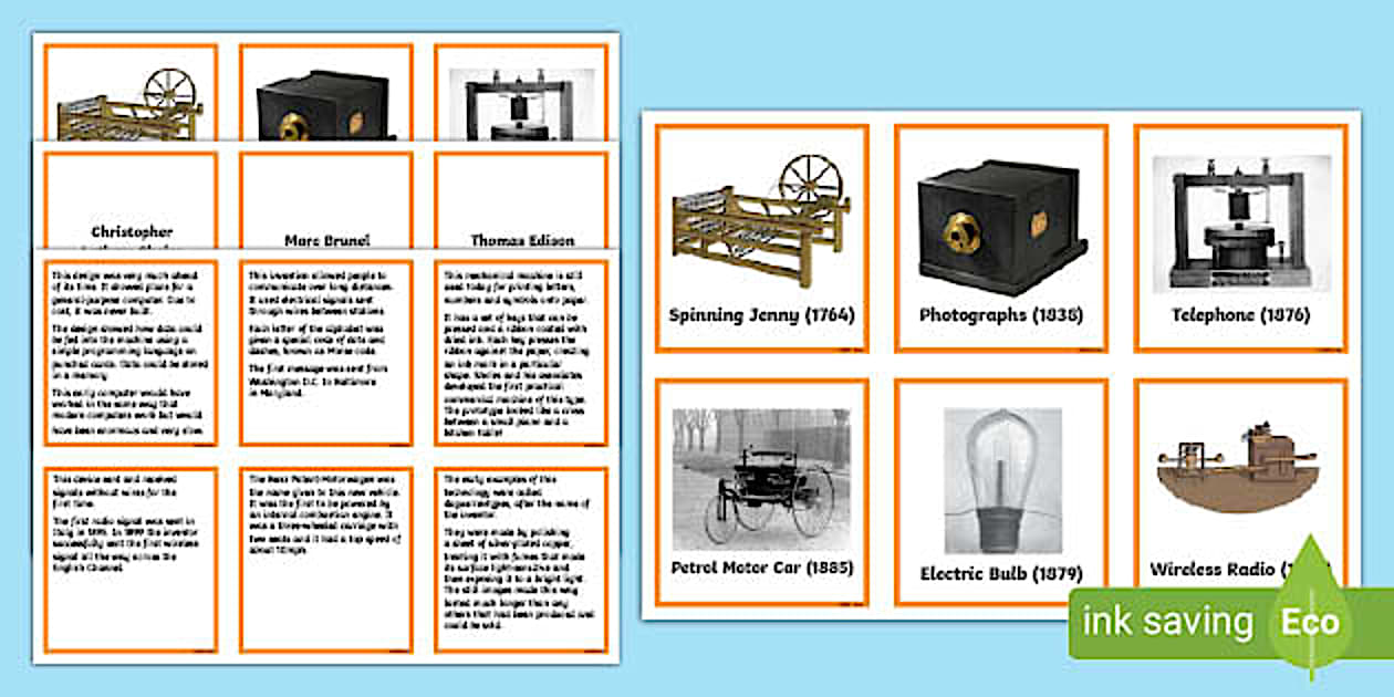 Editable Industrial Revolution Inventions Matching Activity