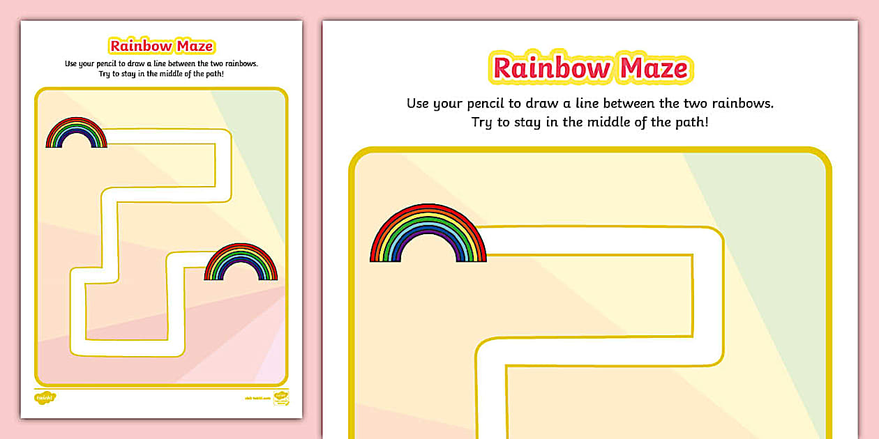 Rainbow Pencil Control Path Worksheets