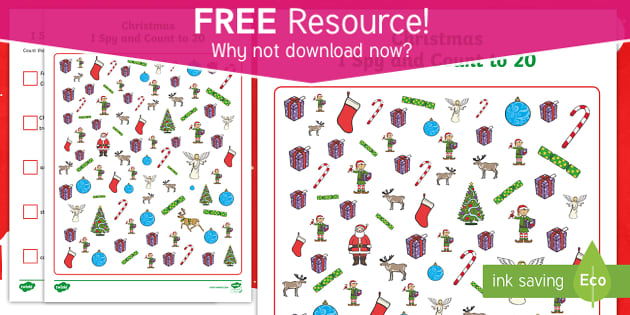 FREE! - Christmas I Spy and Count Activity to 20