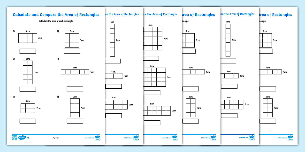 KS2 Area of a Rectangle Differentiated Worksheets - Twinkl