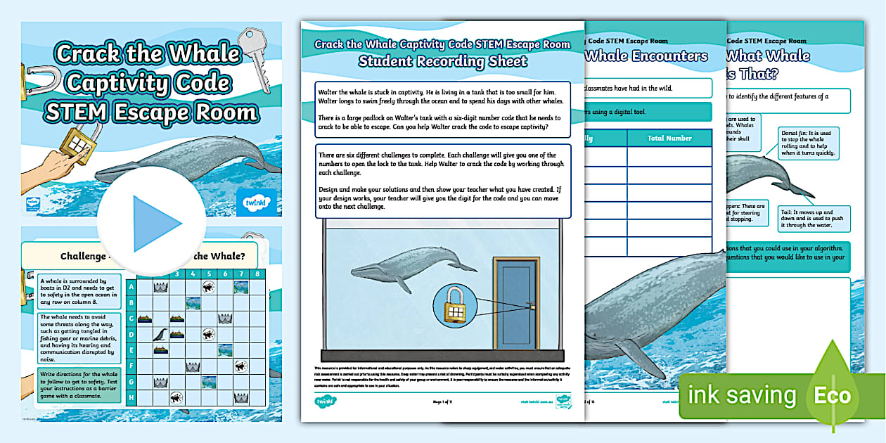 Crack the Whale Captivity Code STEM Escape Room - Twinkl