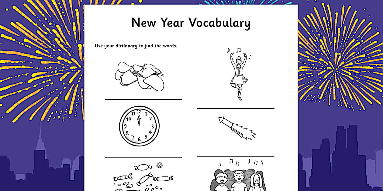 New Year Dictionary Work Worksheet / Worksheet - ESL Dictionary Work