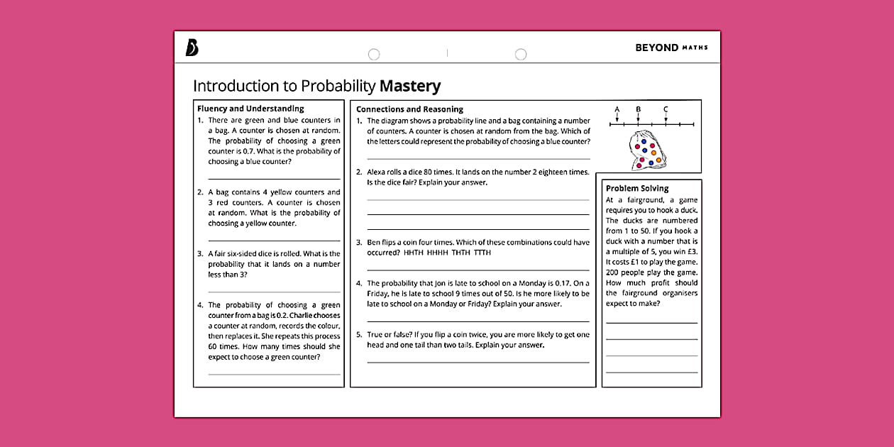 Introduction to Probability - Mastery Worksheet - Twinkl