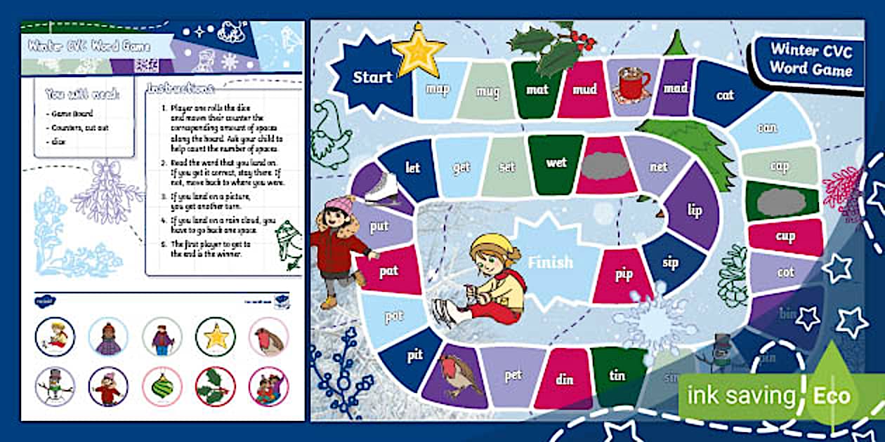 Winter CVC Word Game (teacher made) - Twinkl