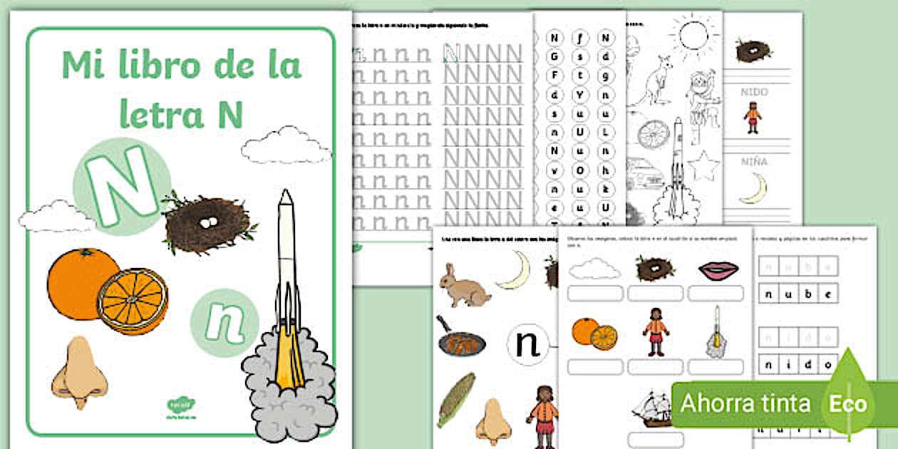 Cuadernillo con actividades divertidas de la letra N.- Guía de trabajo