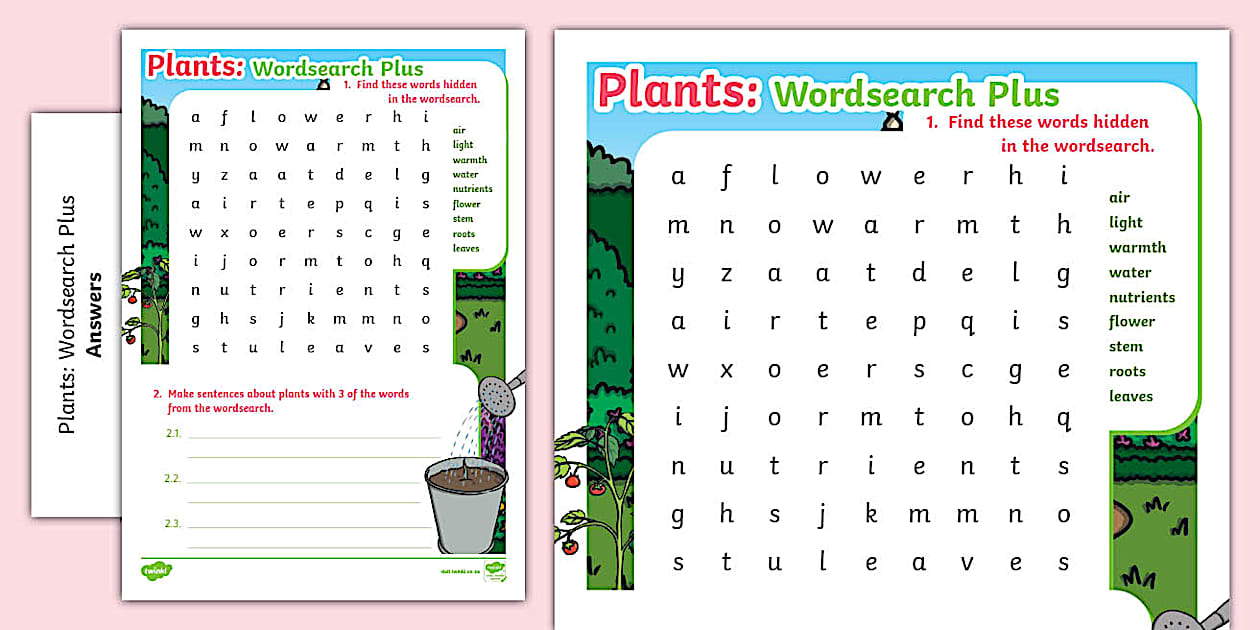 Plants - Wordsearch Plus (teacher made) - Twinkl