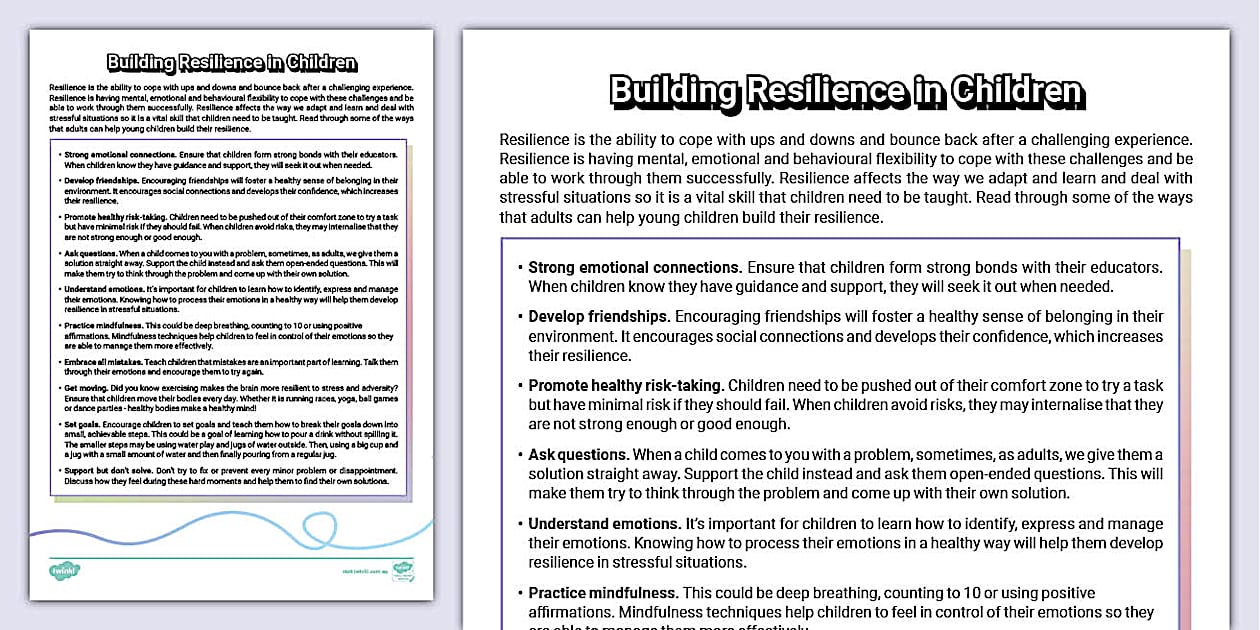 Building Resilience with Children Guidance (Teacher-Made)