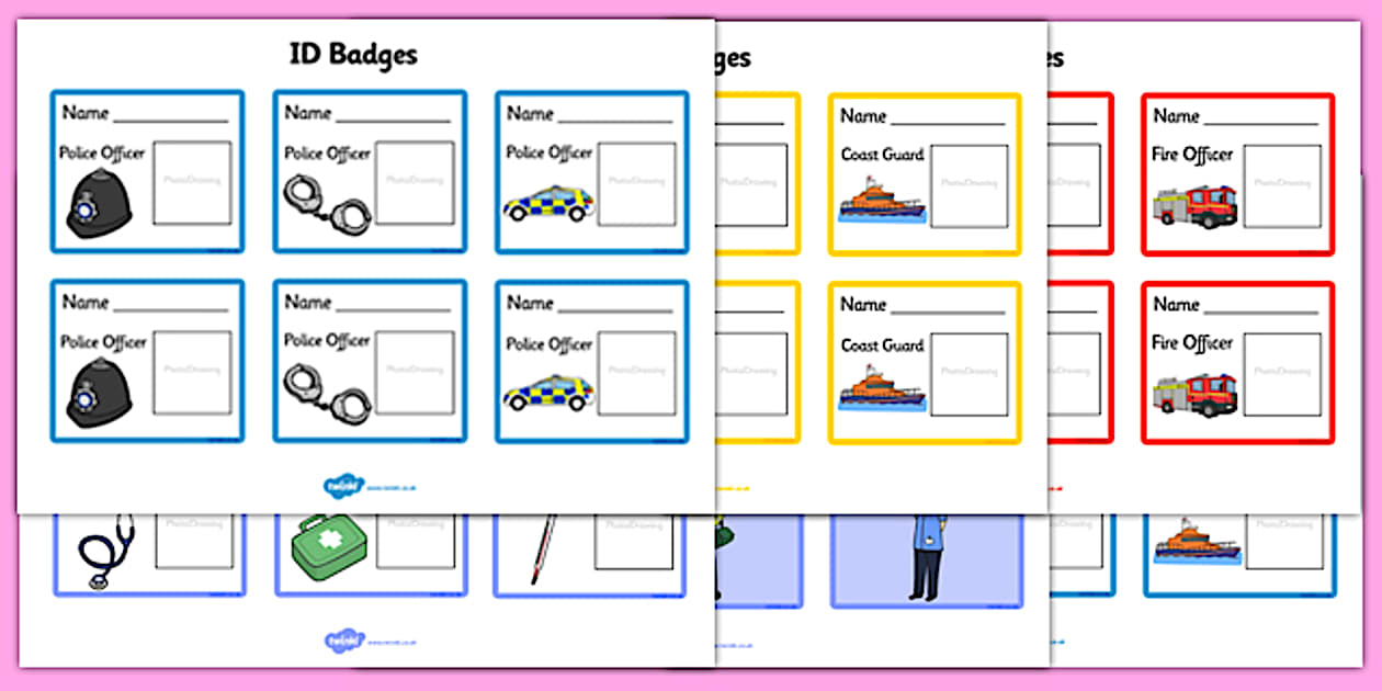 Editable Emergency Services Role Play Badges - Twinkl