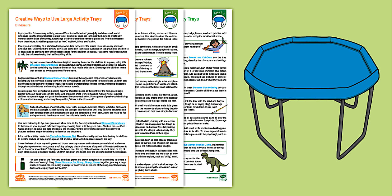 EYFS Ages 0-5 Large Activity Trays Planning Pack: Dinosaurs