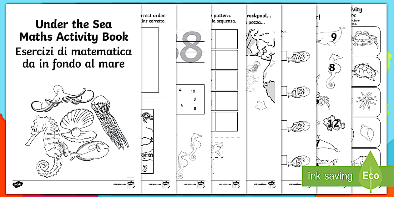 Under the Sea Themed Maths Activity Booklet English/Italian - Under the Sea