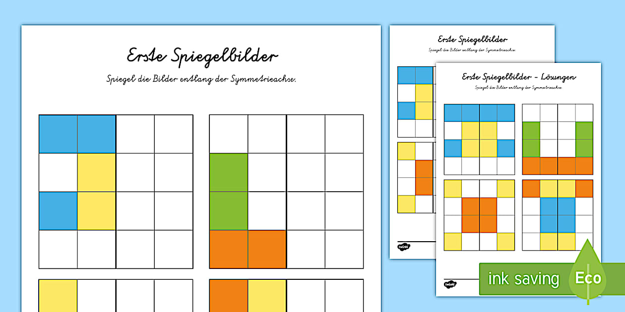 Erste Spiegelbilder 2 Arbeitsblatt: Bilder Muster zum Fortsetzen