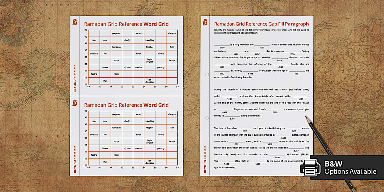 Ramadan Grid Reference Gap Fill (teacher made) - Twinkl