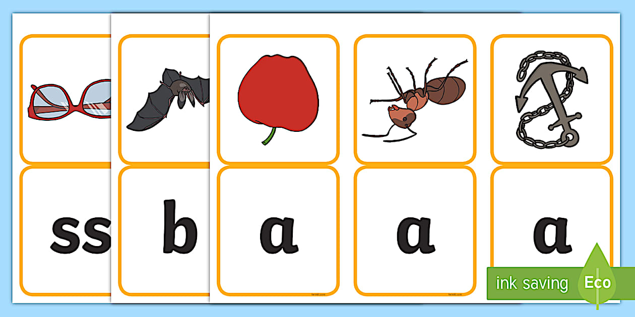 Cursive Phase 2 Phoneme and Picture Foldable Flashcards