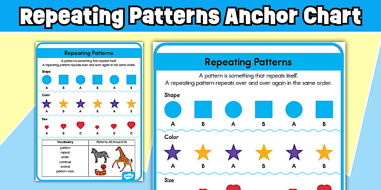 Repeating Shape, Color, and Size Patterns Anchor Chart