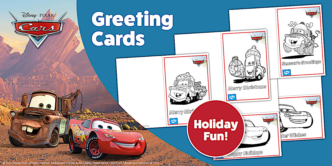 Cars: Holiday Coloring Greeting Cards