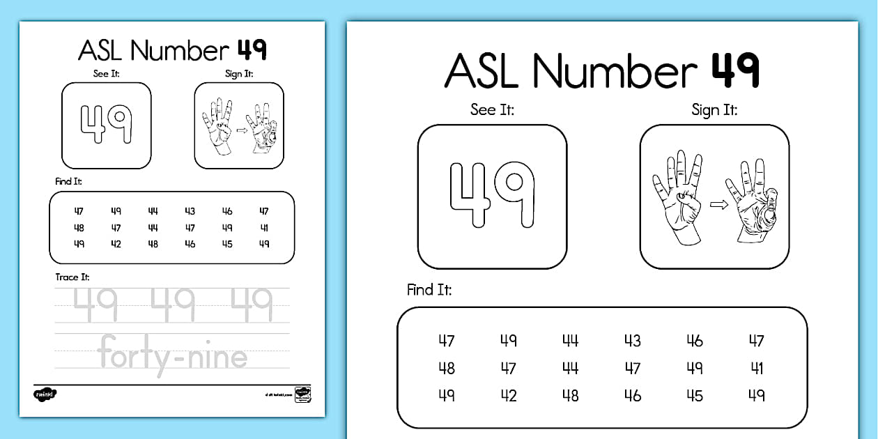 ASL Number 49 Worksheet