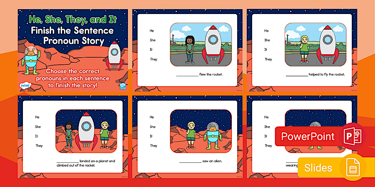 He, She, They, and It Pronoun Presentation for 1st-2nd Grade