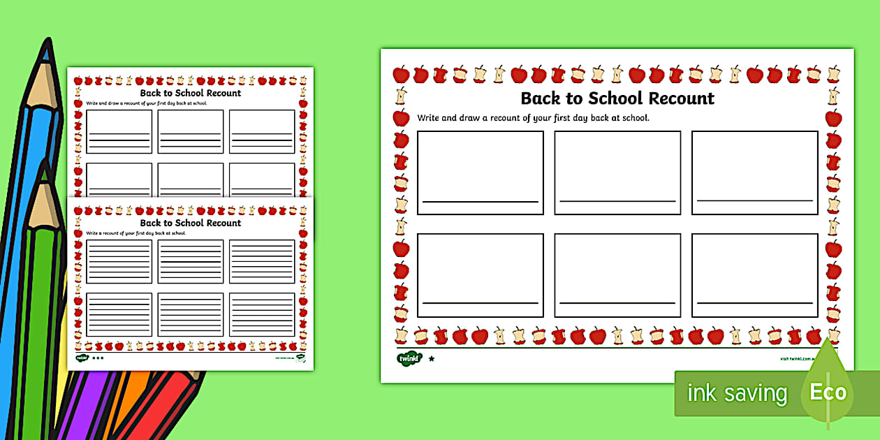 Back to School Recount Differentiated Worksheet - Twinkl