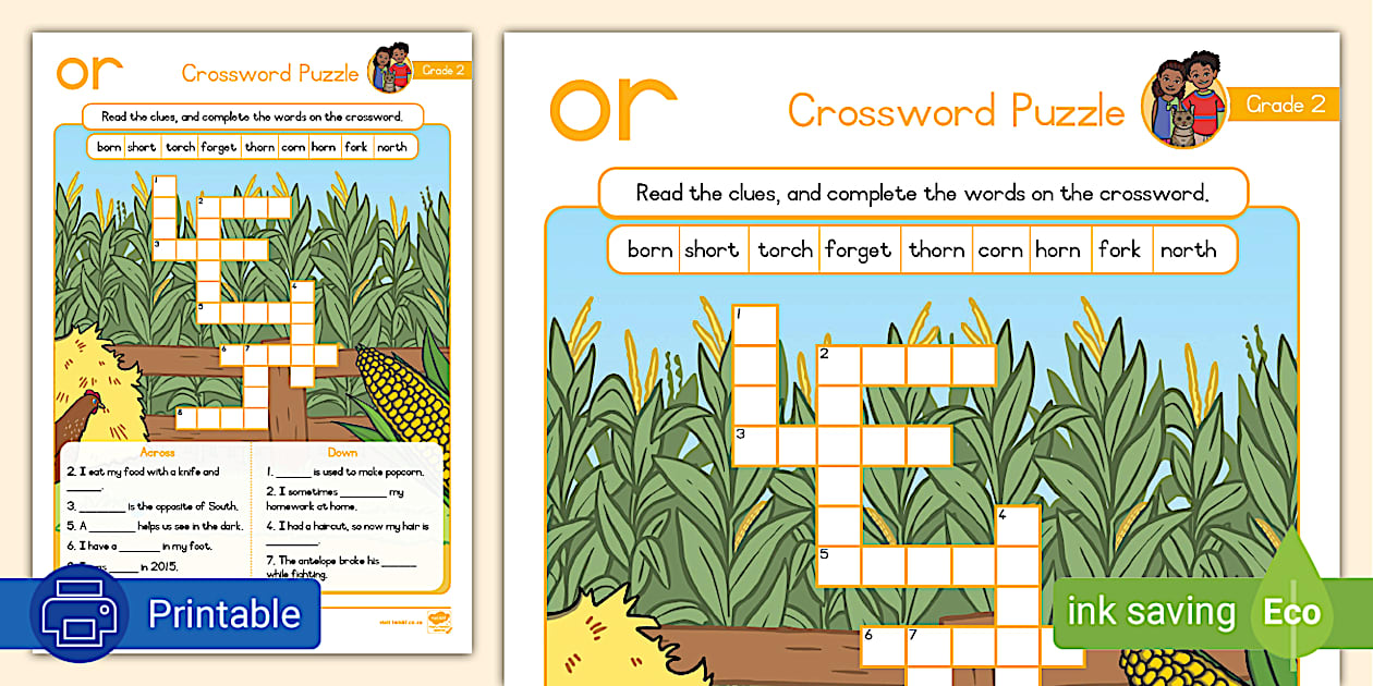 Grade 2 Phonics Crossword Puzzle or (teacher made) - Twinkl