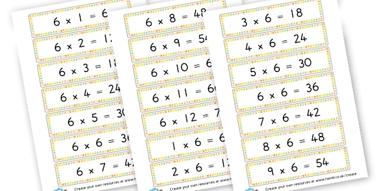 6 Times Table (teach me) Cards - Calculations Times Tables Primary ...