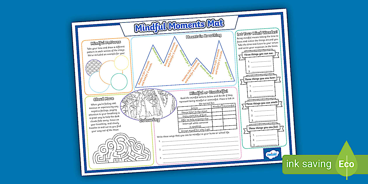 Mindful Moments Activity Mat 3-6 (teacher made) - Twinkl