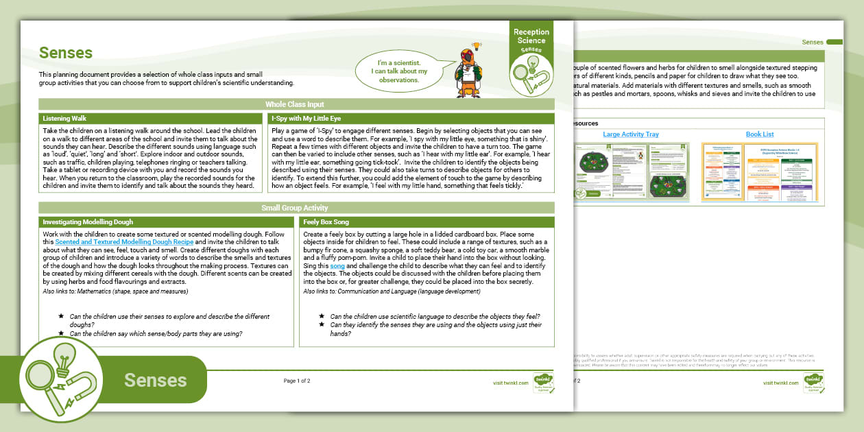 EYFS Science Planning: Senses (Supports White Rose Science)