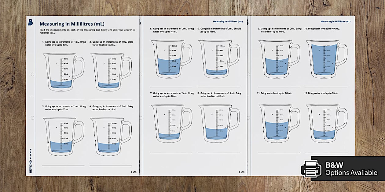 Measuring in mL Worksheet - Beyond Secondary (teacher made)
