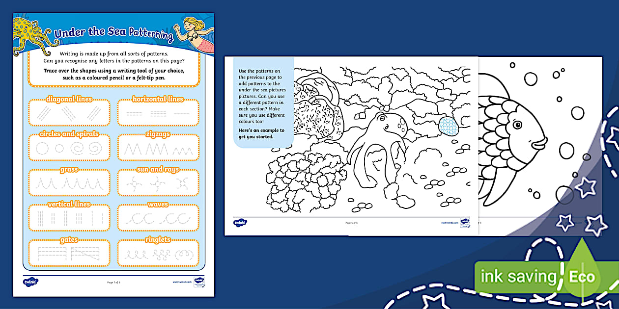 Under the Sea Patterning: Fine Motor Practice (Ages 5 - 7)