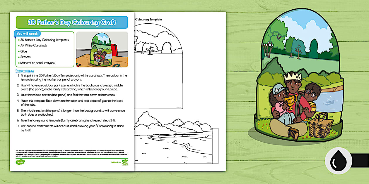 3D Father's Day Colouring Craft