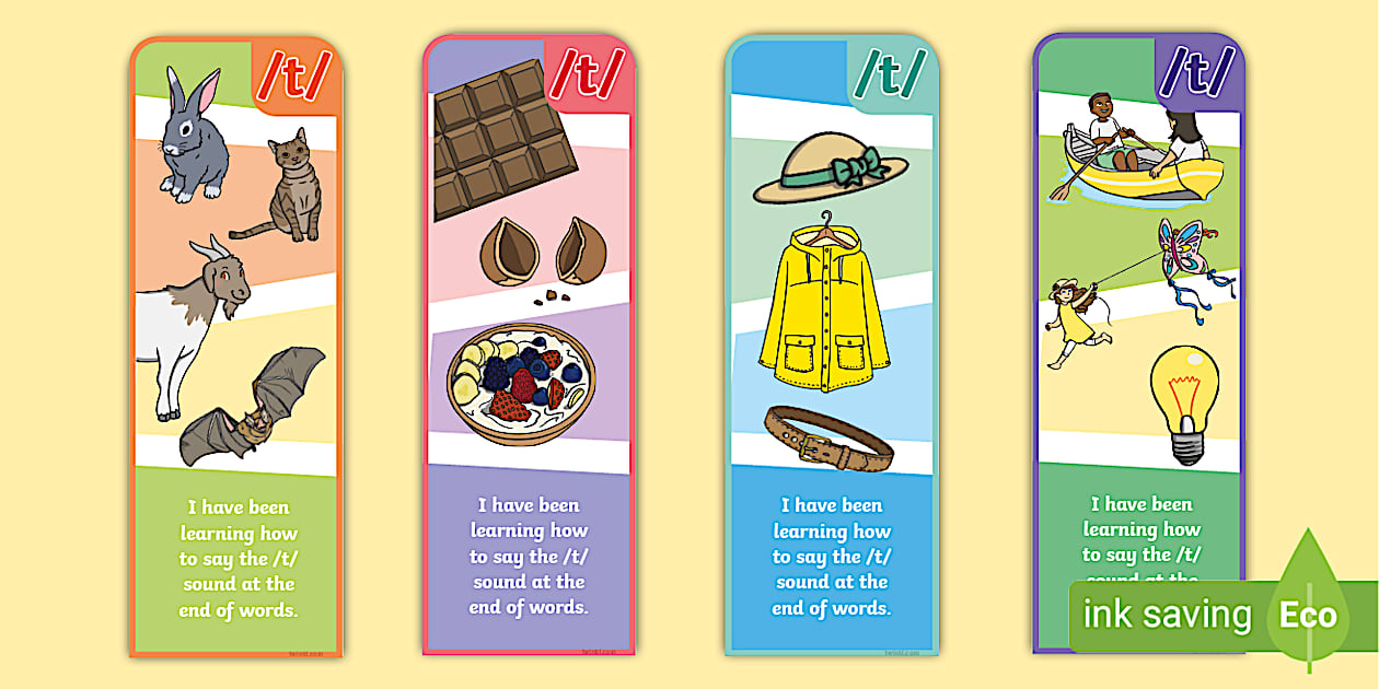Final /t/ Sound Bookmark (teacher made) - Twinkl