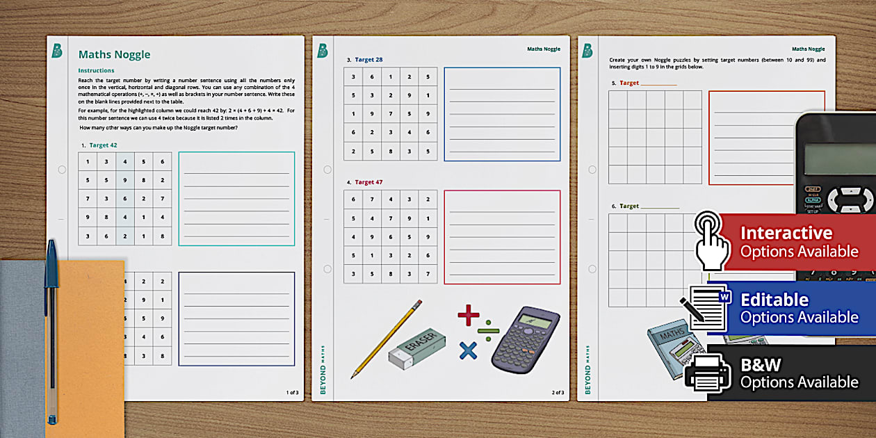 Maths Noggle Puzzles (Teacher-Made) - Twinkl
