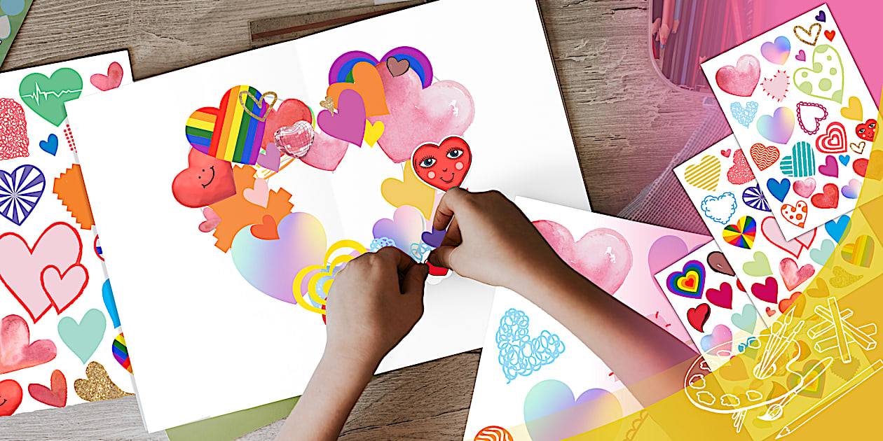 Heart Wreath Valentine's Day Collage Activity Pack - Twinkl