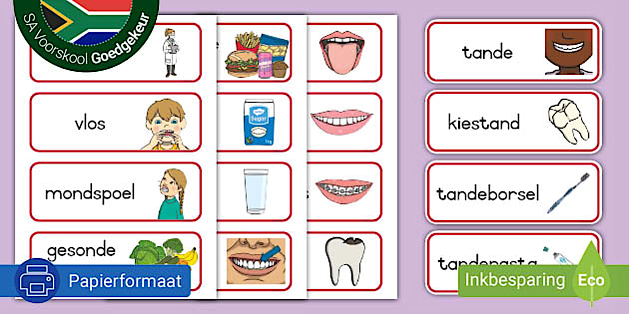Tande en die Tandarts Woordkaarte (Teacher-Made) - Twinkl